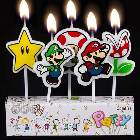 Super Mario Party Candles X5 Perfect For A Mario Birthday Party