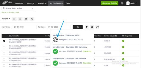 My Purchases Iris Irp