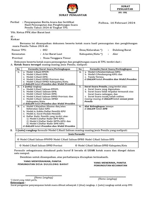V1 Draft Surat Pengantar Berita Acara Pps Ke Ppk Pdf