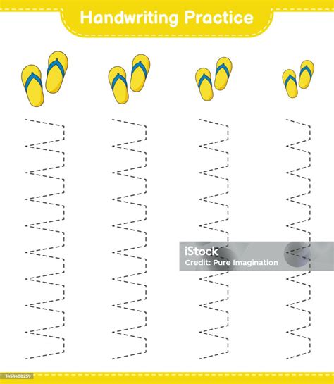 필기 연습 플립 플롭의 추적 라인 교육 어린이 게임 인쇄 워크시트 벡터 일러스트 레이 션 0명에 대한 스톡 벡터 아트 및 기타 이미지 Istock