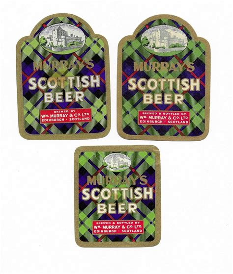 William Murray And Co Ltd Edinburgh 3 Different See 2 Pics British Beer Labels