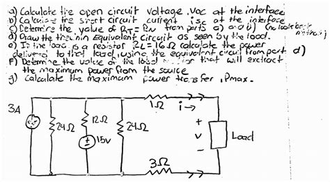 solved a calculate the open circuit voltage voc at the