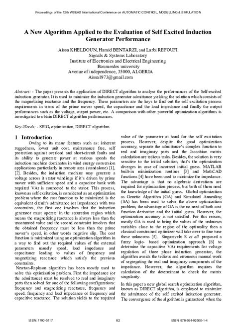 Pdf A New Algorithm Applied To The Evaluation Of Self Excited Induction Generator Performance