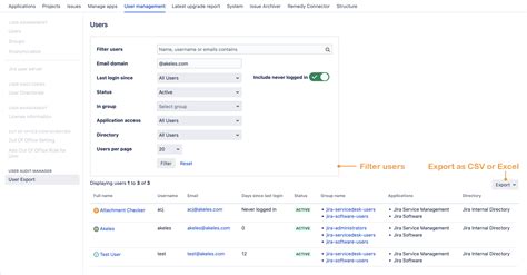 Export Jira Users Report