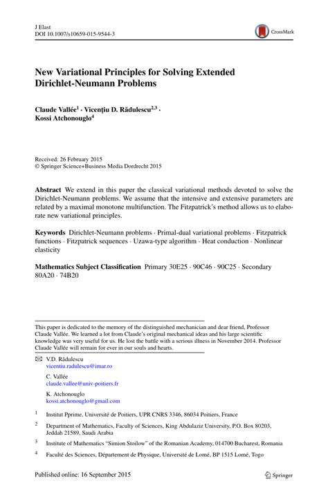 Pdf New Variational Principles For Solving Extended Dirichlet Neumann Problems