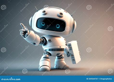 Playful Cute And Happy Toy Robot Android 3d Rendering Ai Generated Stock Illustration
