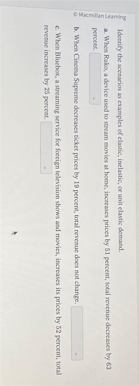 Solved Identify The Scenarios As Examples Of Elastic Chegg Com