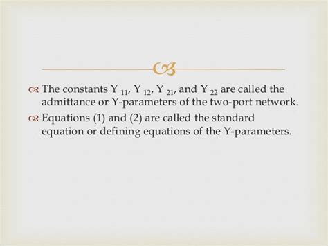 Two Port Networks Y Parameters