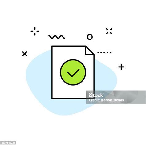 선 스타일에서 웹 아이콘 표시를 선택 합니다 스탬프 체크 리스트 인증 승인 벡터 일러스트입니다 0명에 대한 스톡 벡터 아트 및