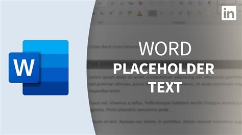 Word Tutorial Using Placeholder Text Youtube