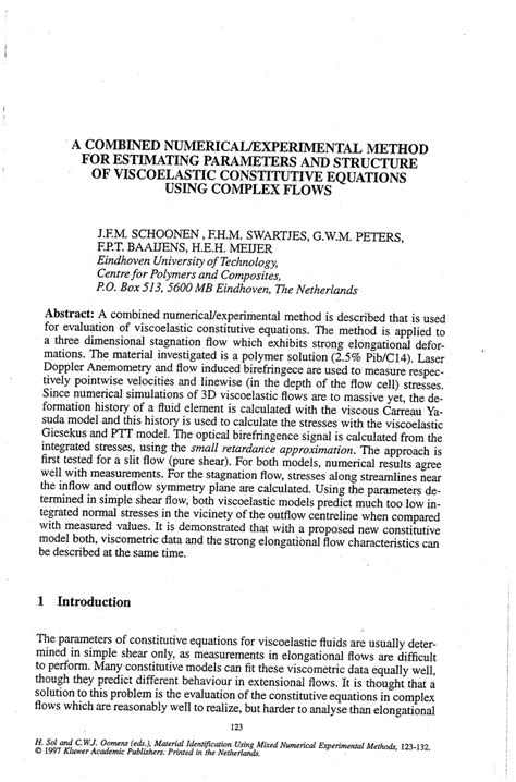 Pdf A Combined Numericalexperimental Method For Estimating Parameters And Structure Of