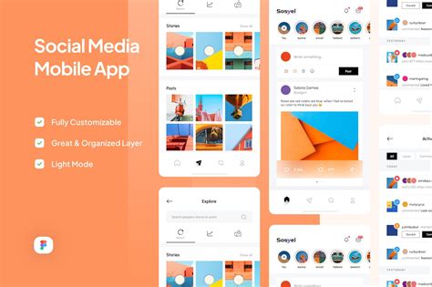 社交媒体移动应用app Ui Kit Fig 云瑞设计 社交媒体移动应用app Ui Kit Fig 云瑞设计