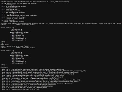 Syntax Error When Running Localo365taskusersync · Issue 2184 · Microsofto365 Moodle · Github