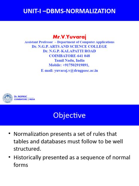 Unit I Normalization Pdf Data Applied Mathematics