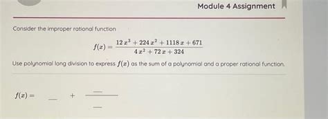 Solved Consider The Improper Rational Function