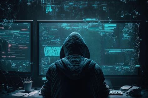 Premium Ai Image Working Hacker Using Various Graphical User Interfaces