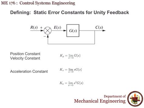 Lecture 12 Me 176 6 Steady State Error Pdf