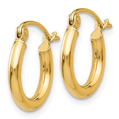14k Gold Small Hoop Earrings 12mm X 2 Mm Jewelry By Glassando