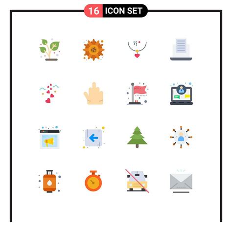 16 Flat Color Concept For Websites Mobile And Apps Love Text Amulet Mail Wedding Editable Pack