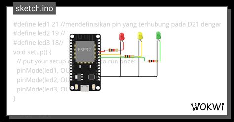 LAMPU MERAH Wokwi ESP32 STM32 Arduino Simulator