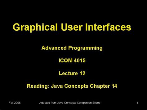 Graphical User Interfaces Advanced Programming ICOM Lecture