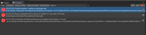 Android Why I Get This Error Unity Library Missing For The Selected