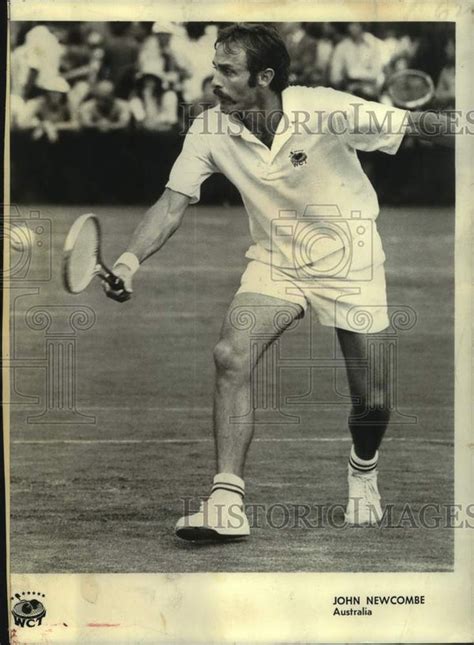 1974 Press Photo Australian Tennis Player John Newcombe Returns A Shot