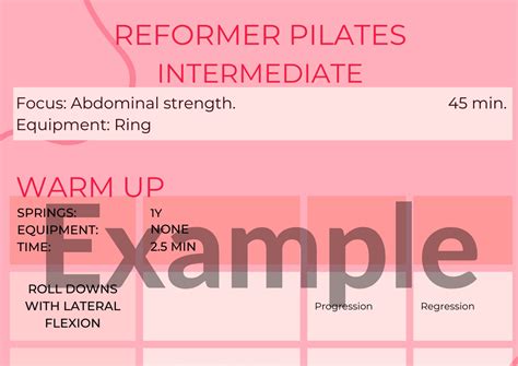 Reformer Pilates Class Plan For Abdominal Strength Etsy