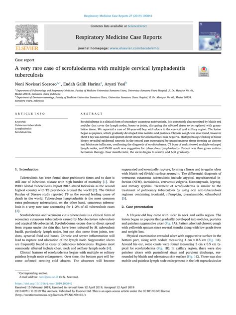 A Very Rare Case Of Scrofuloderma With Multiple Cervical Lymphadenitis Tuberculosis T Docslib