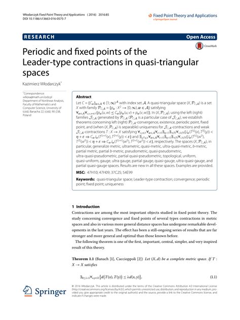 Pdf Periodic And Fixed Points Of The Leader Type Contractions In