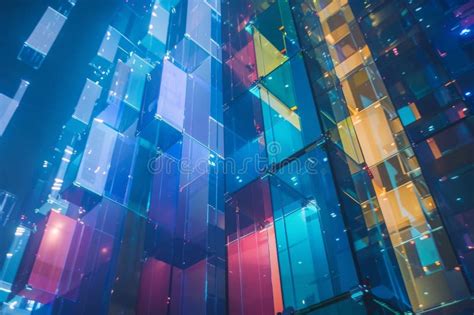 Abstract Geometric Structures With Rainbow Colors Creating A Modern