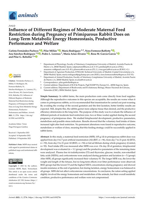 Pdf Influence Of Different Regimes Of Moderate Maternal Feed Restriction During Pregnancy Of