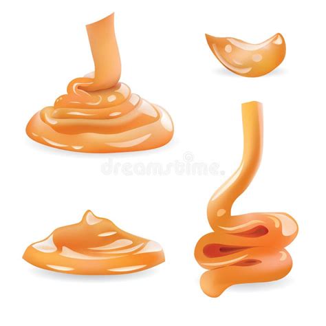 Delicious Caramel Set Realistic Vector Illustration On White