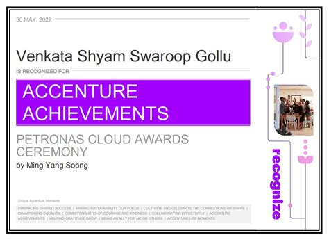 venkata shyam swaroop on linkedin this award achievement is also the