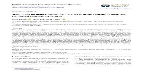 Seismic Performance Assessment Of Steel Bracing Systems In · Braced Rc Frames And Testing
