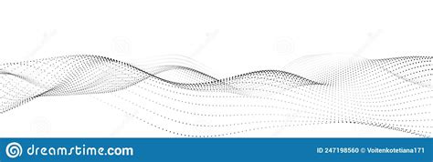 Wave Of Flowing Particles On A White Background Abstract Backdrop With