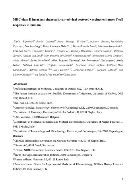 Pdf Mhc Class Ii Invariant Chain Adjuvanted Viral Vectored Vaccines Enhances T Cell Responses