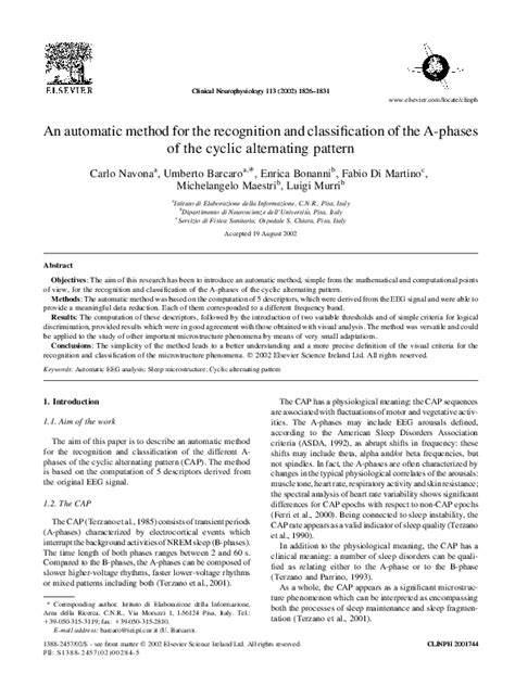 Pdf An Automatic Method For The Recognition And Classification Of The