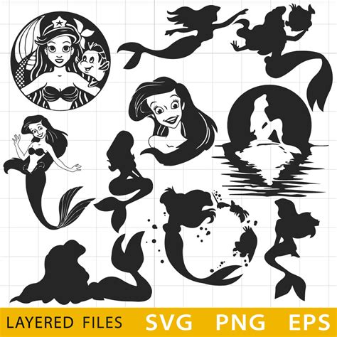 little mermaid bundle layered svg mermaid cricut file cut inspire