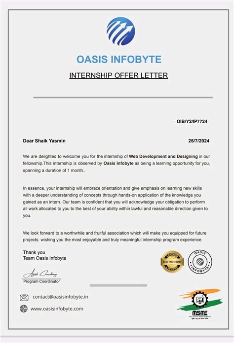 shaik yasmin on linkedin oasisinfobyte oasisinfobyte webdevelopment