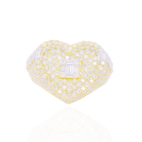 Heart Ring W Baguette And Round Diamonds