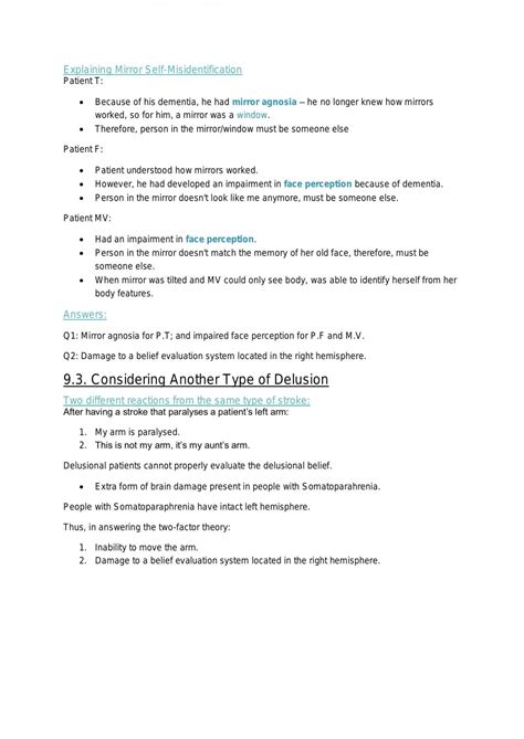 Cogs101 Lecture Notes Cogs101 Delusions And Disorders Of The Mind And Brain Mq Thinkswap