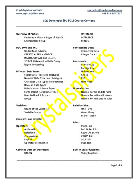 sql developer pl sql course content pdf pl sql subroutine