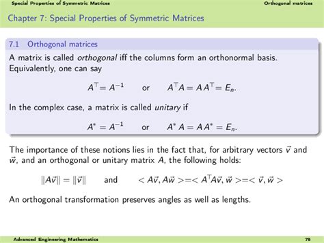 Special Properties Of Symmetric Matricessvdadvanced Engineering