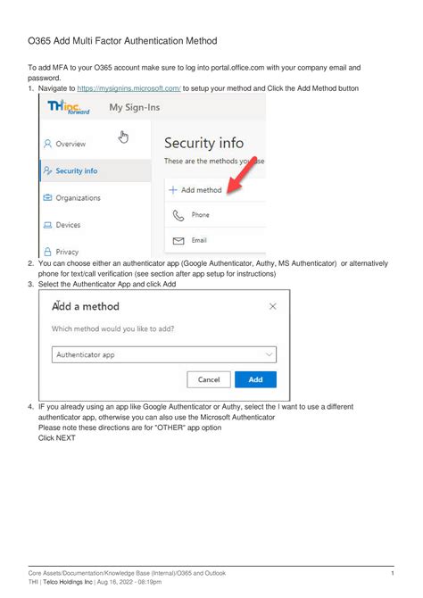 O365 Add Multi Factor Authentication Method Navigate To Mysignins To
