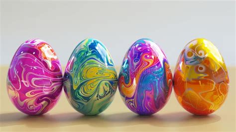 Colorful Marbled Easter Eggs 3d Model With Vibrant Patterns And