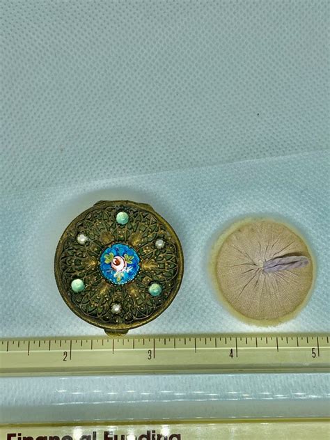 Antique Gorgeous Tiny Powder Compact Pill Box Pocket Gem