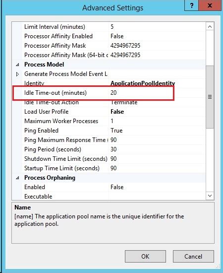app pool set idle time out iis server inthetechpit