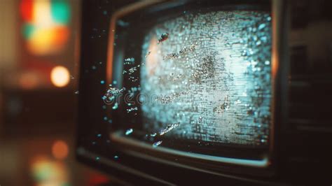 Vintage Crt Television Displaying Static Noise Stock Image Image Of
