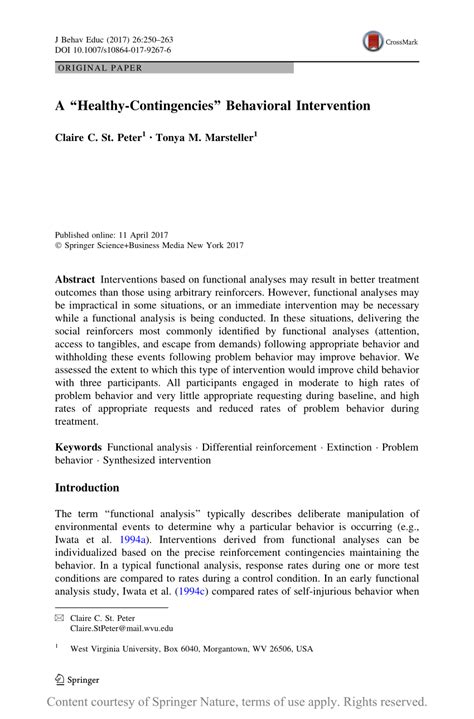 A “healthy Contingencies” Behavioral Intervention Request Pdf